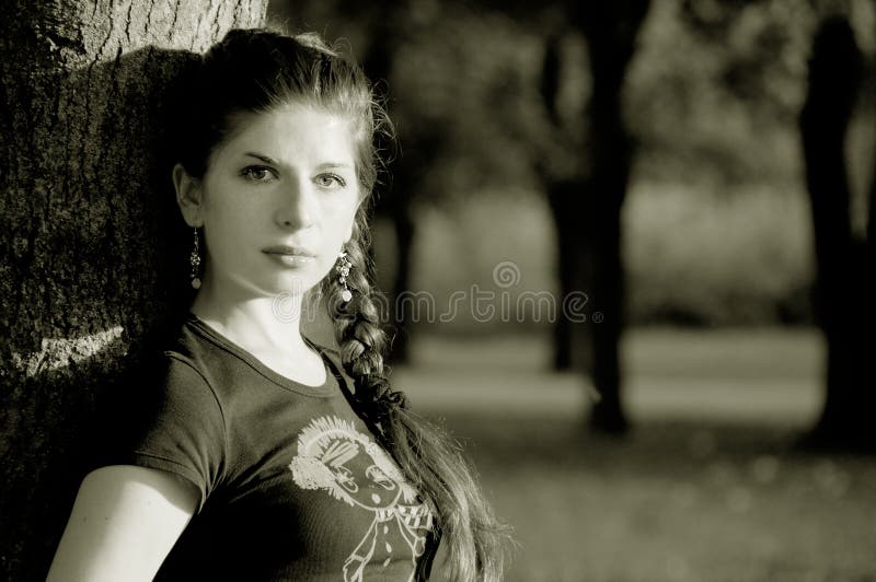 Beautiful Young Woman in an Outdoor Setting Stock Image - Image of ...