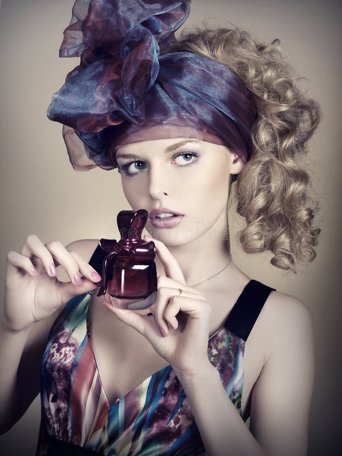 Beautiful Young Woman with Perfume Stock Image - Image of elegant ...