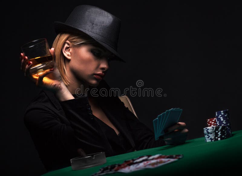 Beautiful Young Woman Playing Poker Stock Image - Image of ...