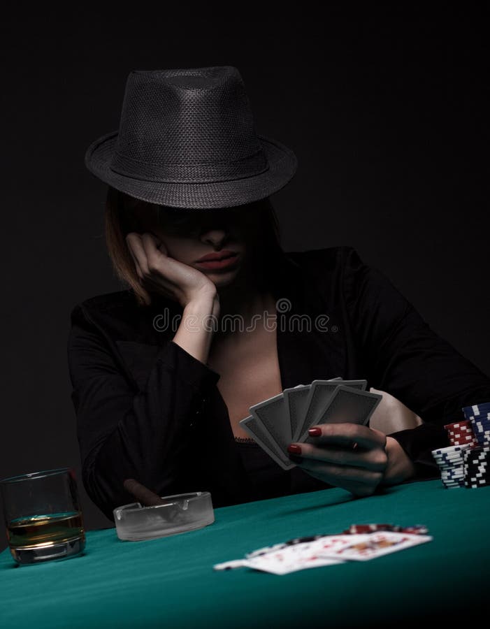 Beautiful Young Woman Playing Poker Stock Image - Image of gambling ...