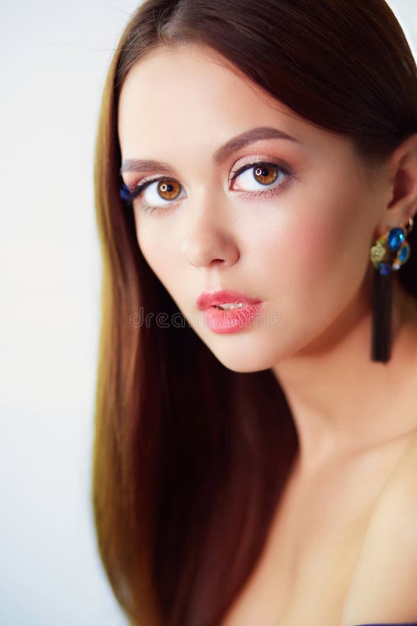 Beautiful Young Woman with Professional Make Up Stock Image - Image of ...