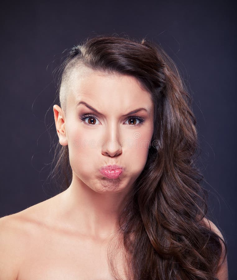 Woman Puffs Cheeks stock image. Image of brightly, blowing - 30117949