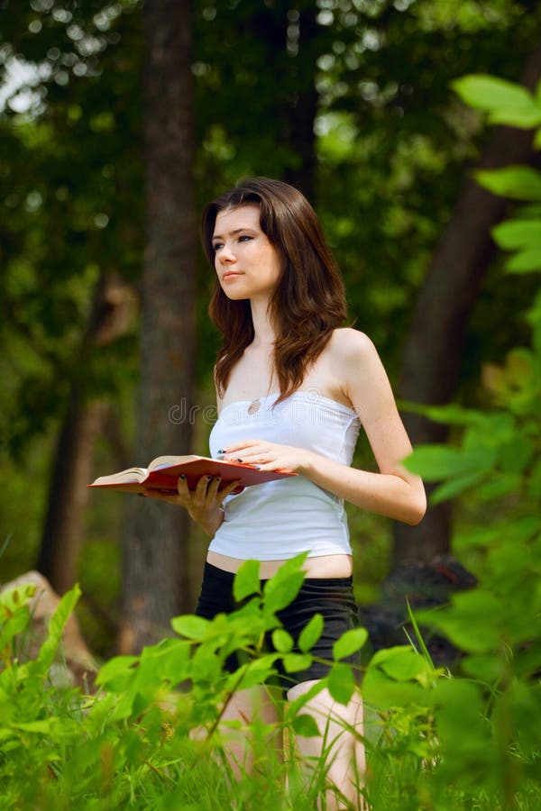 Beautiful Young Woman Reading Stock Photo - Image of caucasian ...