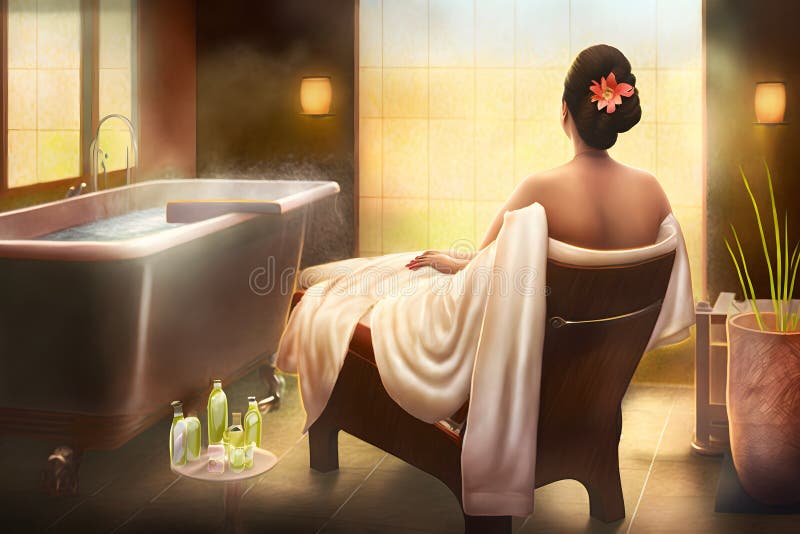 Beautiful Young Woman Relaxing In Spa Salon Neural Network Ai Generated Stock Illustration