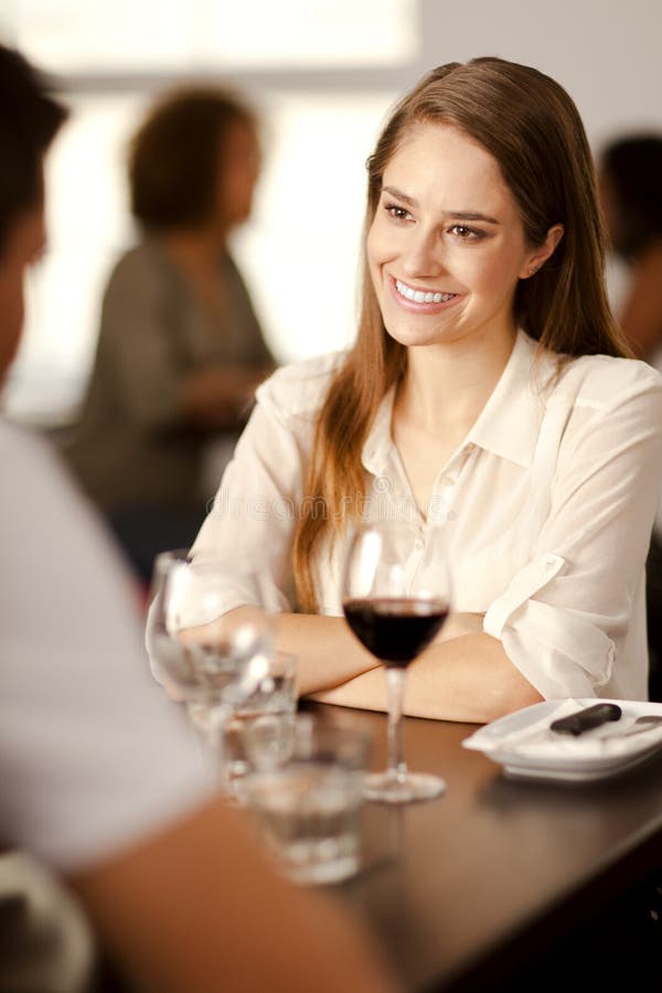 Beautiful Young Woman in a Restaurant. Stock Image - Image of adult ...