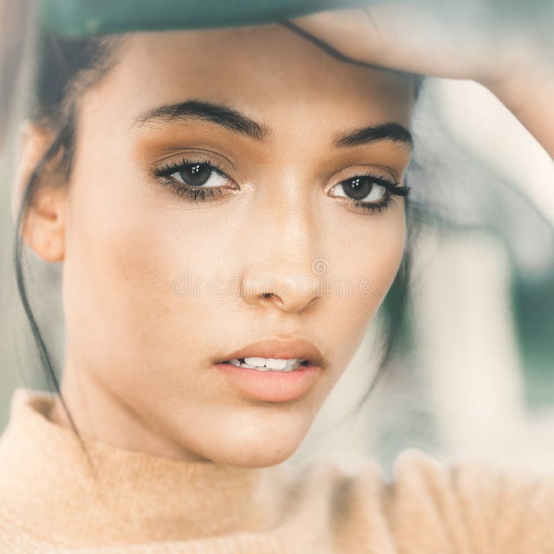 Beautiful Exotic Young Woman`s Face Closeup Stock Image - Image of ...