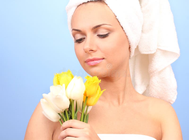 Beautiful Young Woman After Shower With A Towel Stock Image Image Of