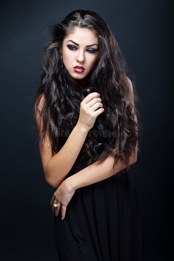 Beautiful Young Woman Singer Stock Image - Image of dark, caucasian ...