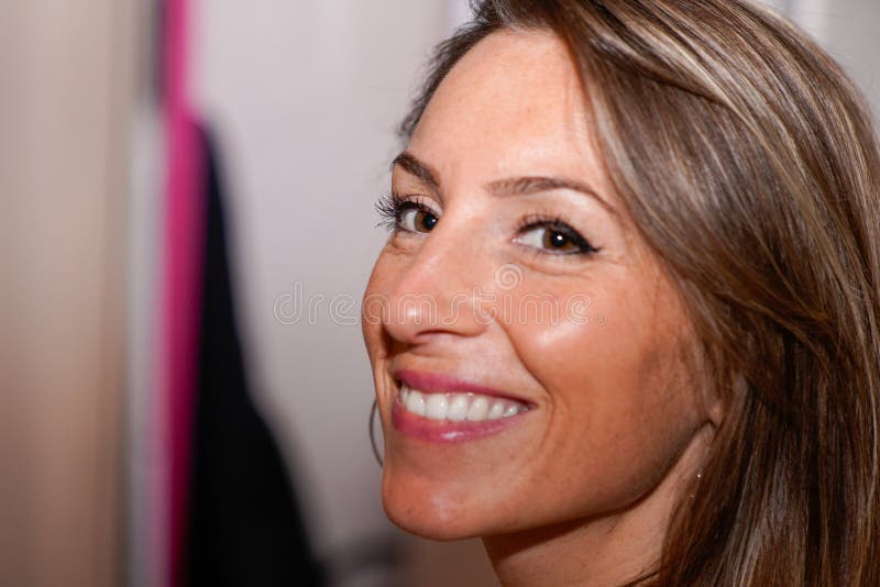 Beautiful Young Woman Beautiful Smiling at Home Stock Photo - Image of ...