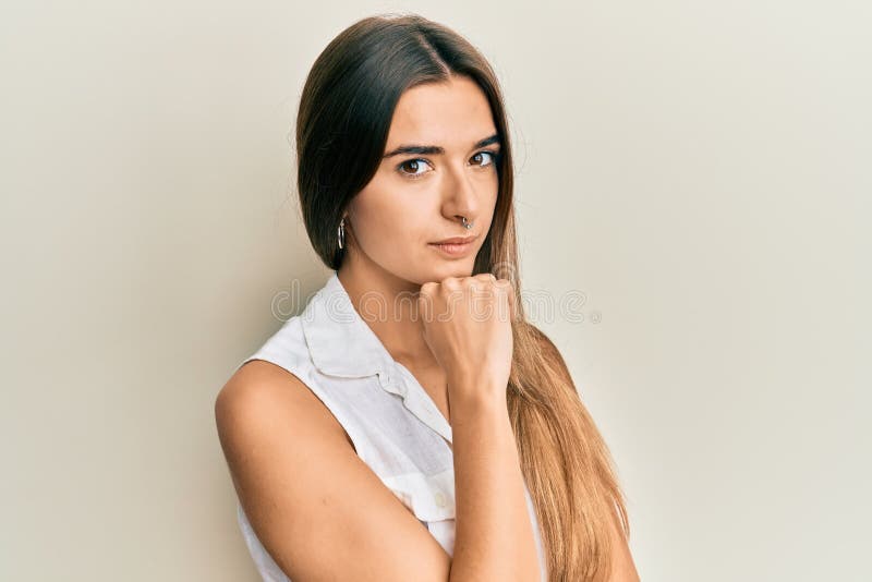 Beautiful Young Woman Standing Confident Looking at the Camera Stock ...