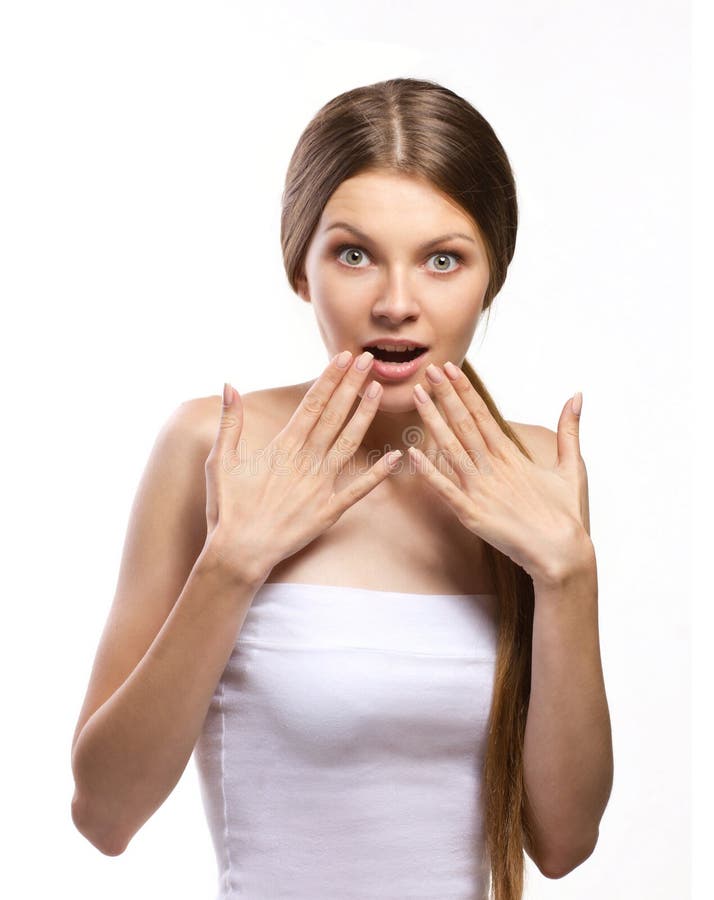 Beautiful Young Woman with Stare Looking at Camera Stock Photo - Image ...