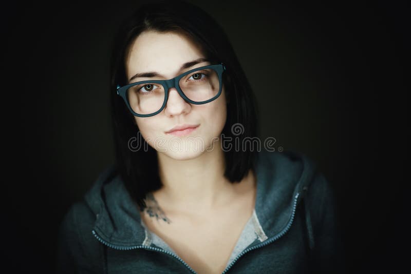 Beautiful Young Woman Studio Portrait Stock Image - Image of camera ...