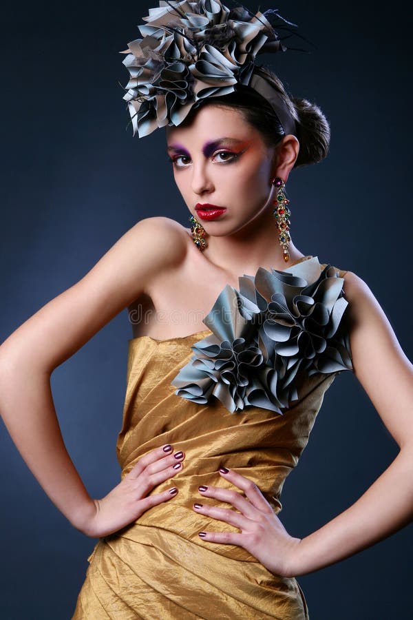 Beautiful Young Woman in Stylish Image Stock Photo - Image of adult ...