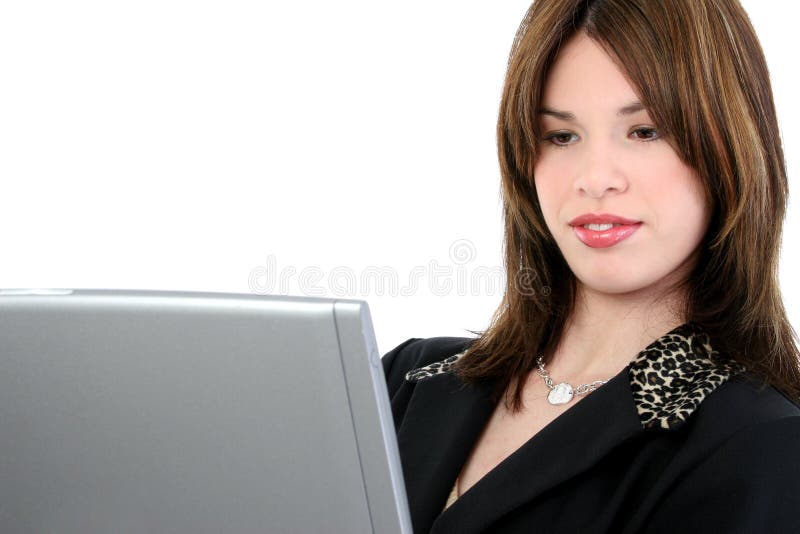 Beautiful Young Woman in Suit with Laptop Stock Image - Image of ...