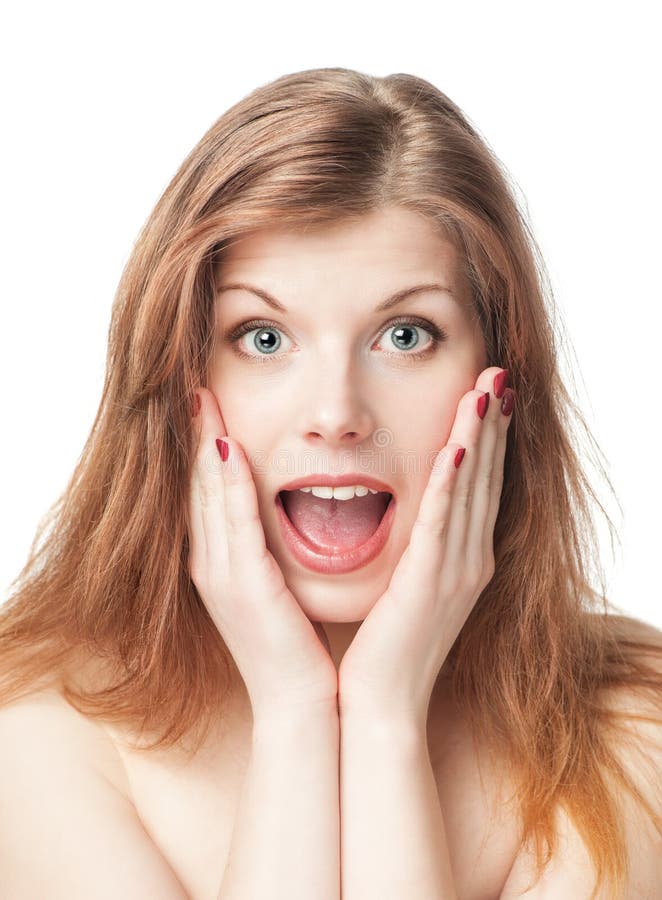 Beautiful Young Woman Surprised Stock Image - Image of happy ...