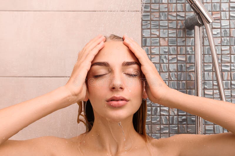 Beautiful Young Woman Taking Shower Stock Image Image Of Body