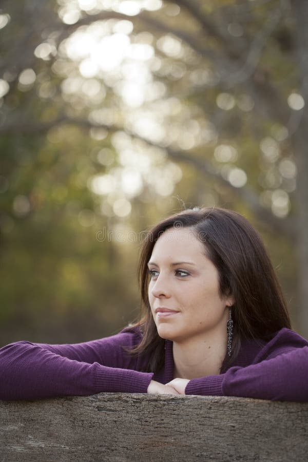 Beautiful Young Woman Thinking Outside Stock Photo - Image of outdoor ...
