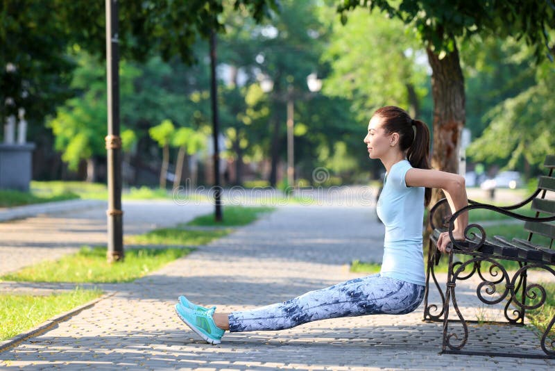 Beautiful Young Woman Training in Park Stock Image - Image of athlete ...