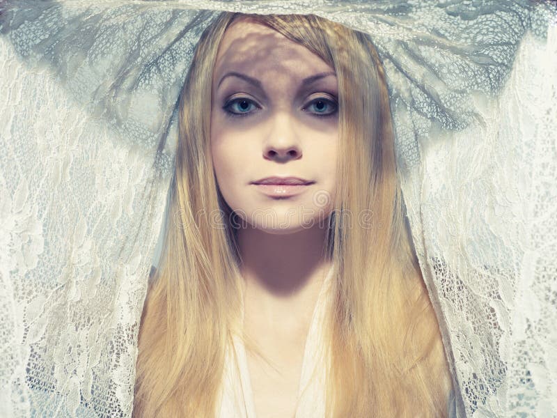 Beautiful Young Woman Under a Veil Stock Image - Image of desire, head ...