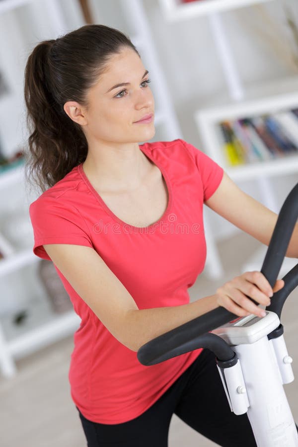 Beautiful Young Woman Using Step Machine Stock Image - Image of indoor ...