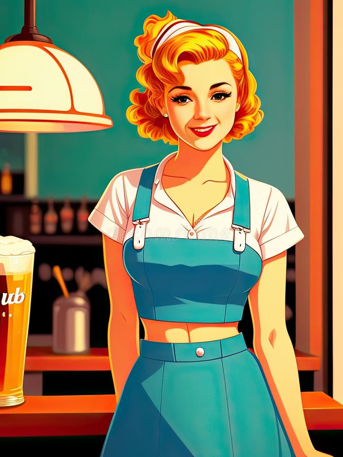 Retro Pin Up Waitress Stock Illustrations 69 Retro Pin Up Waitress