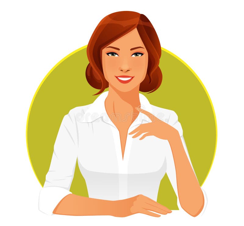Beautiful Young Woman In White Shirt Smiling And Gesturing Stock