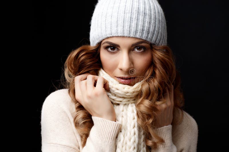Beautiful Young Woman Wool Sweater Stock Photo - Image of fashion ...