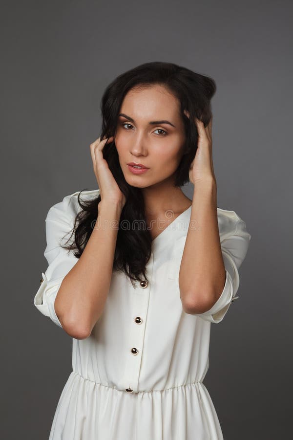 Beautiful Young Women Posing in Studio Stock Photo - Image of face ...