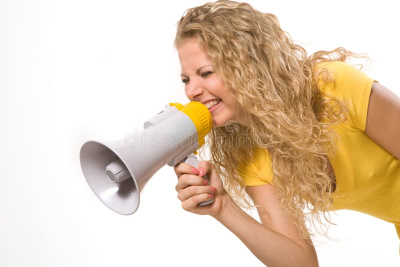 Woman Using Megaphone stock photo. Image of people, communication - 3274876
