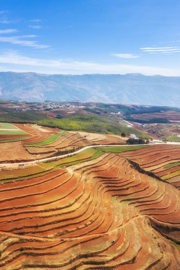 Beautiful Yunnan Red Land Scenery Stock Photo - Image of agricultural ...
