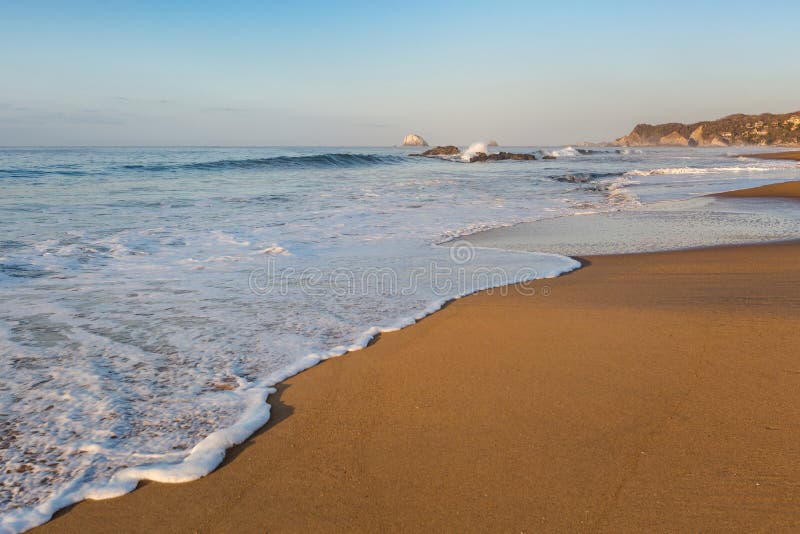 Beautiful Zipolite Beach in Mexico Stock Image - Image of skyline ...