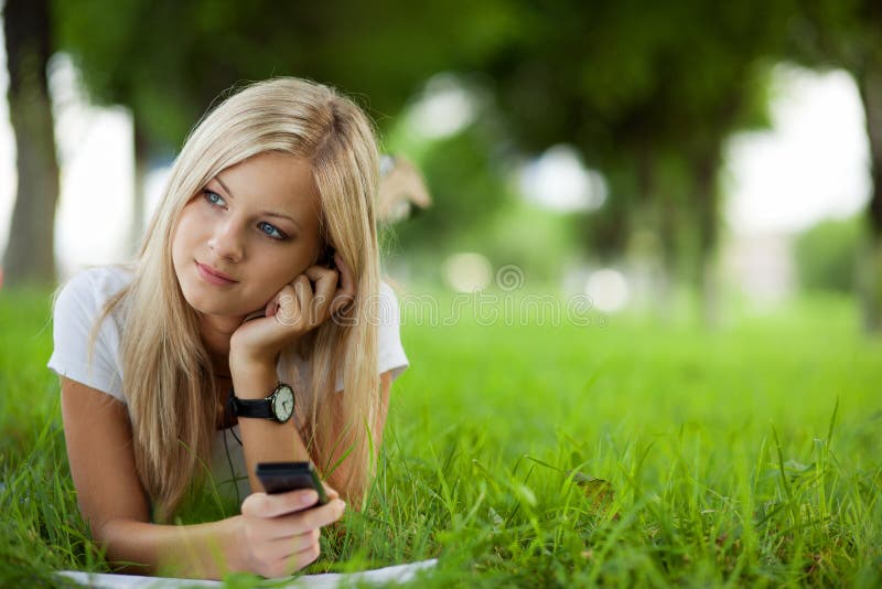 Beautifull College Student in Park Stock Image - Image of study ...