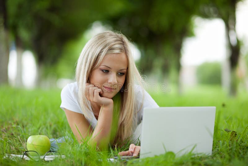 Beautifull College Student in Park Stock Image - Image of caucasian ...