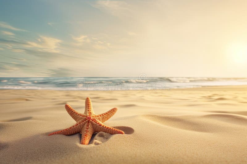 Beautifull Shells on the Sand Beach. Generative AI Stock Illustration ...