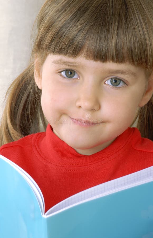 Beautifull Little Girl Reading a Book Stock Image - Image of learning ...