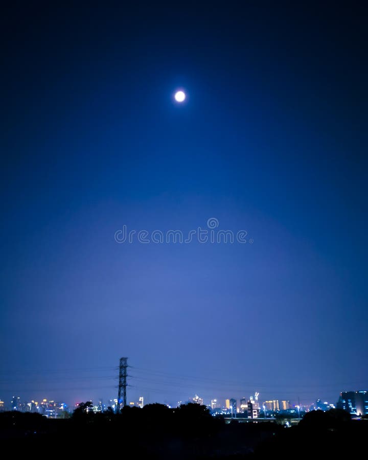 Beautifull Moonlight Shining a City in Peace Stock Image - Image of ...