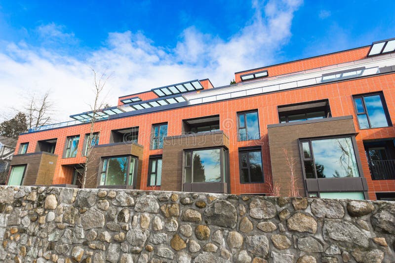 Beautiful Townhomes New Development. Modern Apartment Complex Under ...