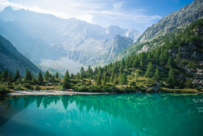 A Beautifull View on the Aviolo Lake. Stock Image - Image of italy ...