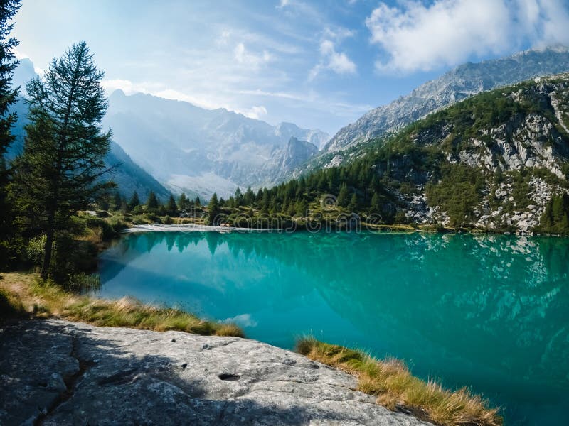 A Beautifull View on the Aviolo Lake. Stock Image - Image of beautiful ...