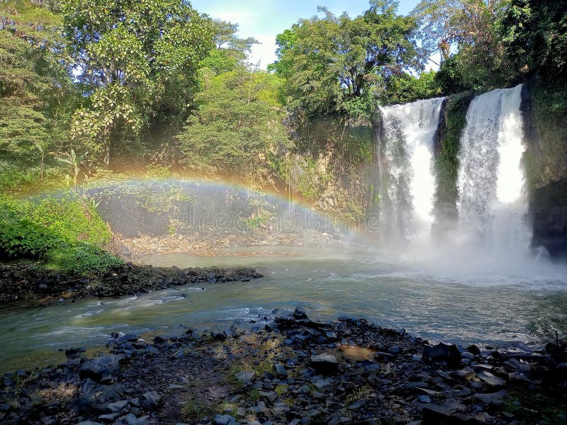 Beautifull View with a Waterfall that a Small Rainbow Stock Image ...