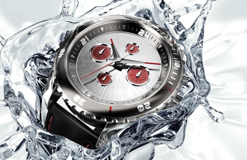 Beautifull Watch Falling in Water Stock Illustration - Illustration of ...