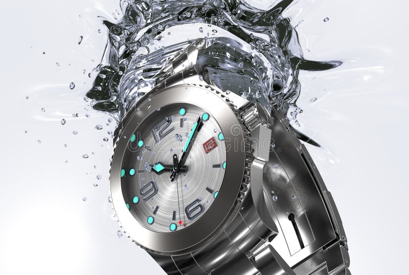Beautifull Watch Falling in Water Stock Illustration - Illustration of ...