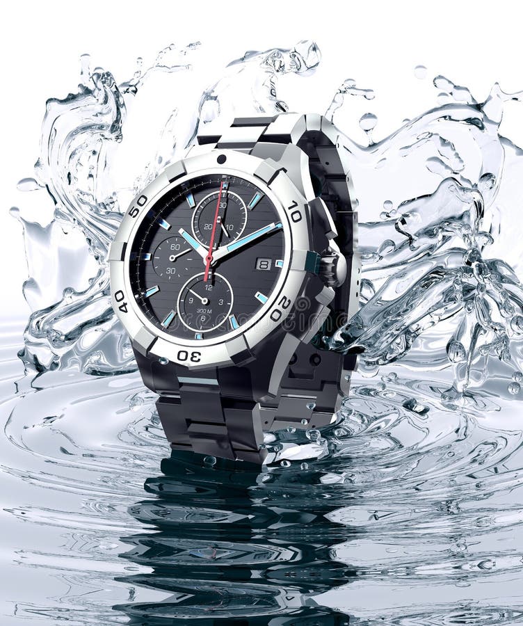 Beautifull Watch Standing on Water Stock Image - Image of drop, clock ...