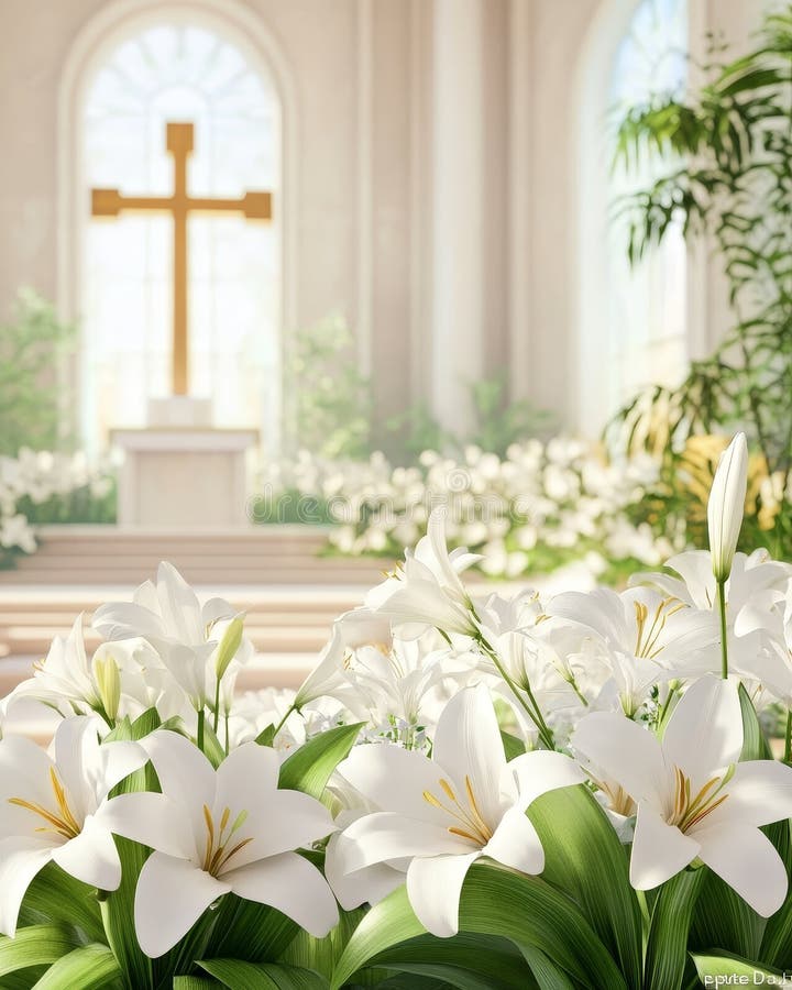 Church Cross Lilies Altar Easter Worship Service Stock Photos - Free ...