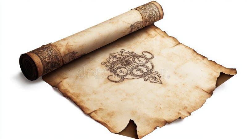 Ancient Scroll with Intricate Design. this Parchment Showcases a ...