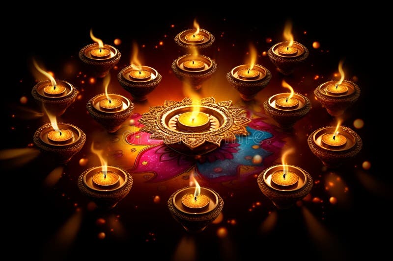 Beautifully Arranged Array of Diwali Diyas Forms a Mesmerizing Pattern ...