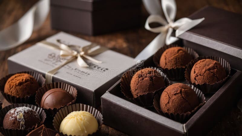 A Beautifully Arranged Box of Assorted Chocolates with Elegant ...