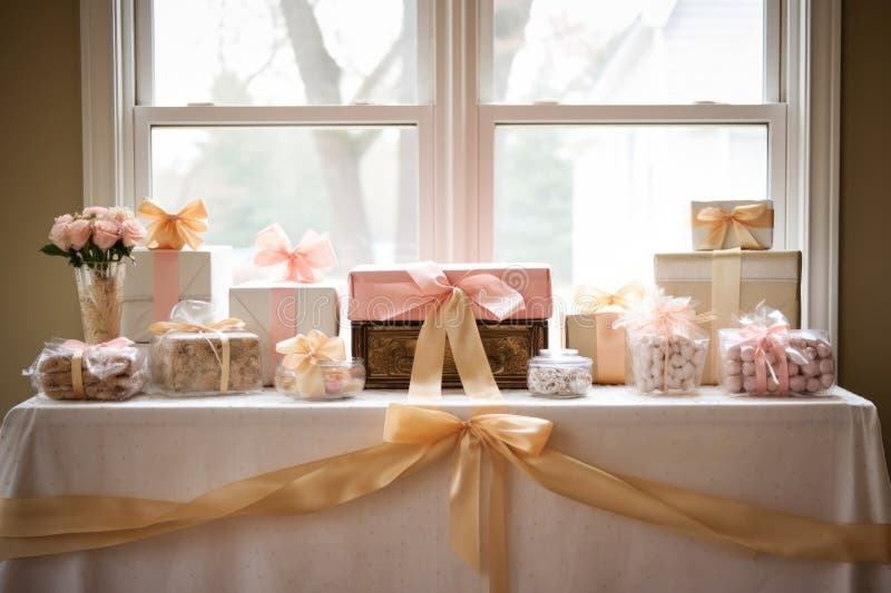 Beautifully Arranged Bridal Shower Present Table Stock Photo - Image of ...