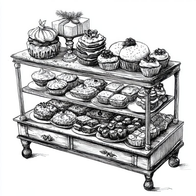 Beautifully Arranged Cake Stand Filled with Various Desserts and ...