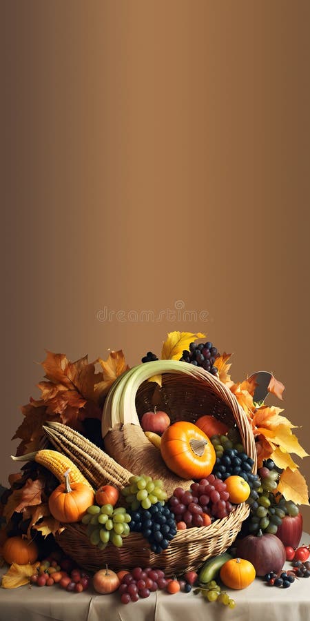 Beautifully Arranged Cornucopia Filled with an Assortment of Fruits and ...